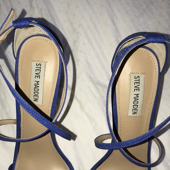 Steve Madden | Shoes | Steve Madden Royal Blue Snakeskin Look Strap ...